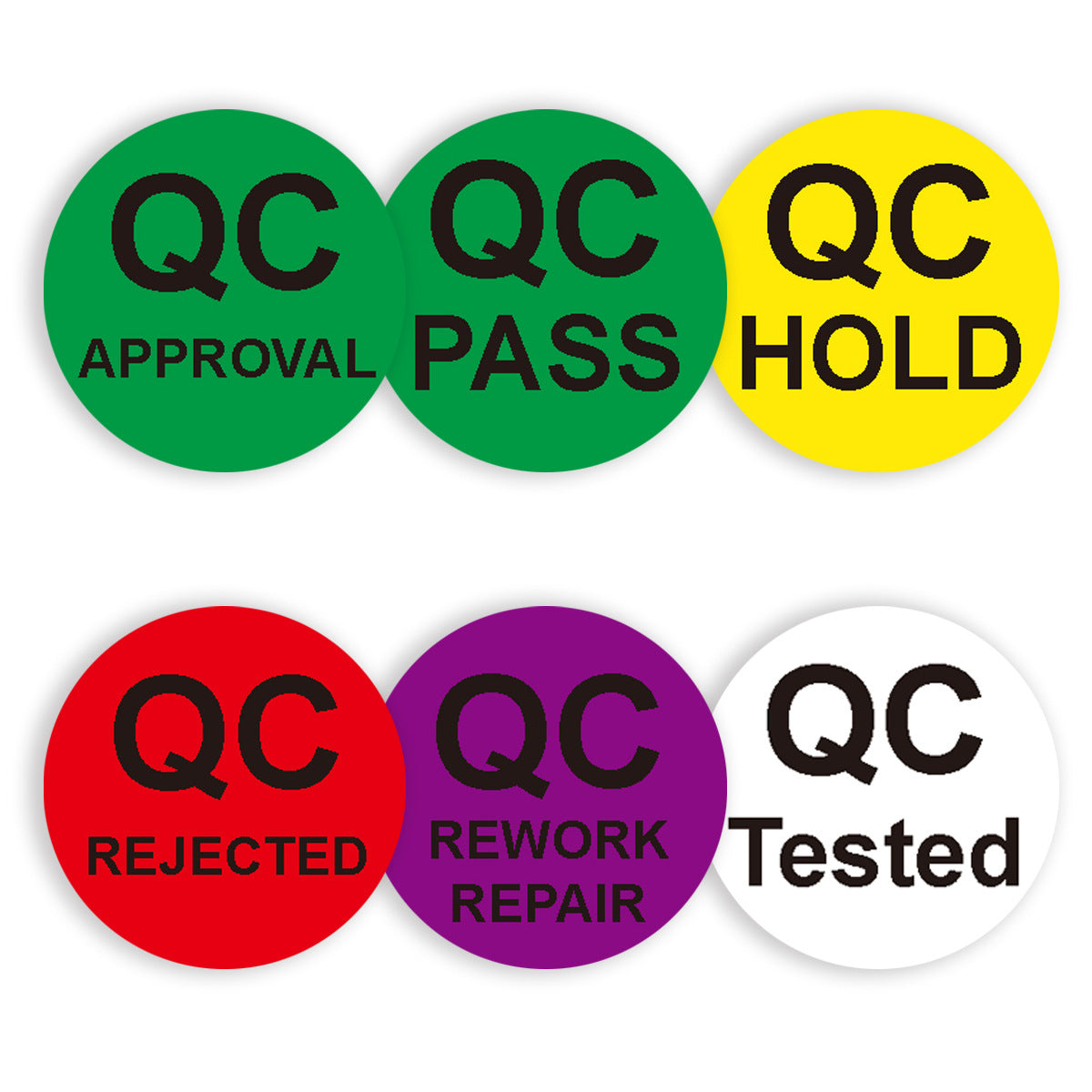 สติ๊กเกอร์ QC หลายแบบ วงกลม 1 นิ้ว / 2.5 cm. แบบม้วน 500 ดวง