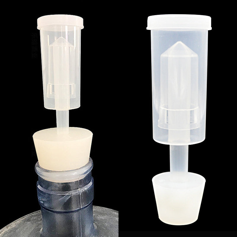 Airlock จุกหมักไวน์ พลาสติก PP หนา ฝาแดง / แบบ 3 ชิ้น พลาสติก สีใส