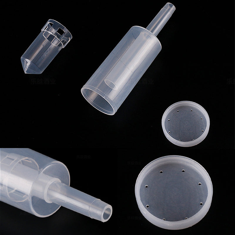 Airlock จุกหมักไวน์ พลาสติก PP หนา ฝาแดง / แบบ 3 ชิ้น พลาสติก สีใส