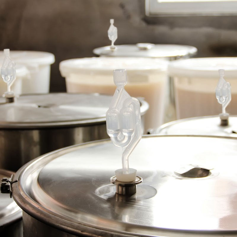 Airlock จุกหมักไวน์ พลาสติก PP หนา ฝาแดง / แบบ 3 ชิ้น พลาสติก สีใส