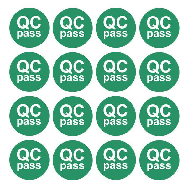 สติ๊กเกอร์ QC Pass สีเขียว วงกลม ขนาด 1 ซม.